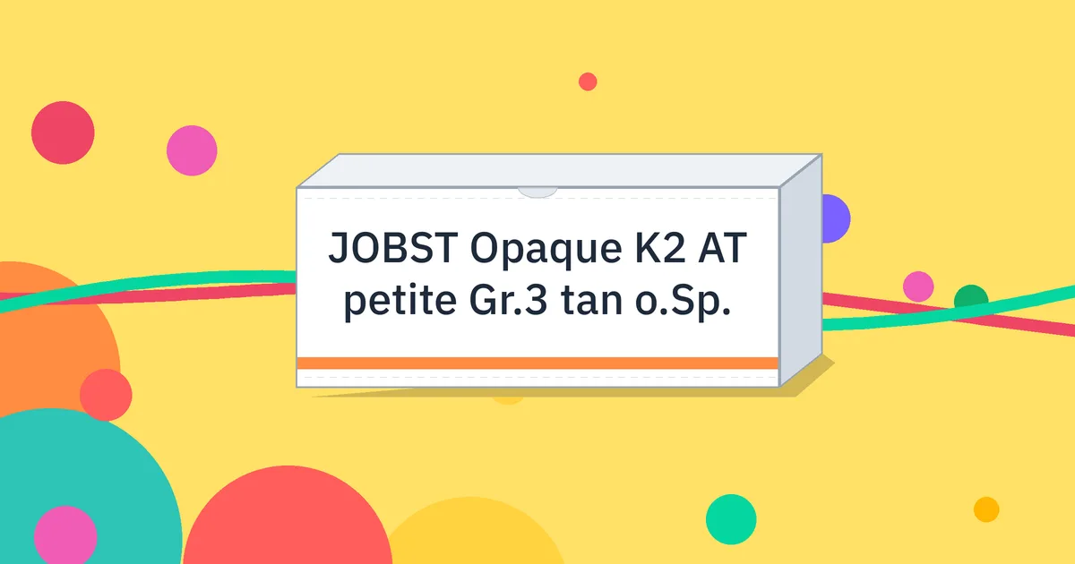 Symbolbild: Packung mit der Aufschrift JOBST Opaque K2 AT petite Gr.3 tan o.Sp. (PZN 16291169) – Verfügbarkeit und Bezug in Apotheken in Frankfurt am Main