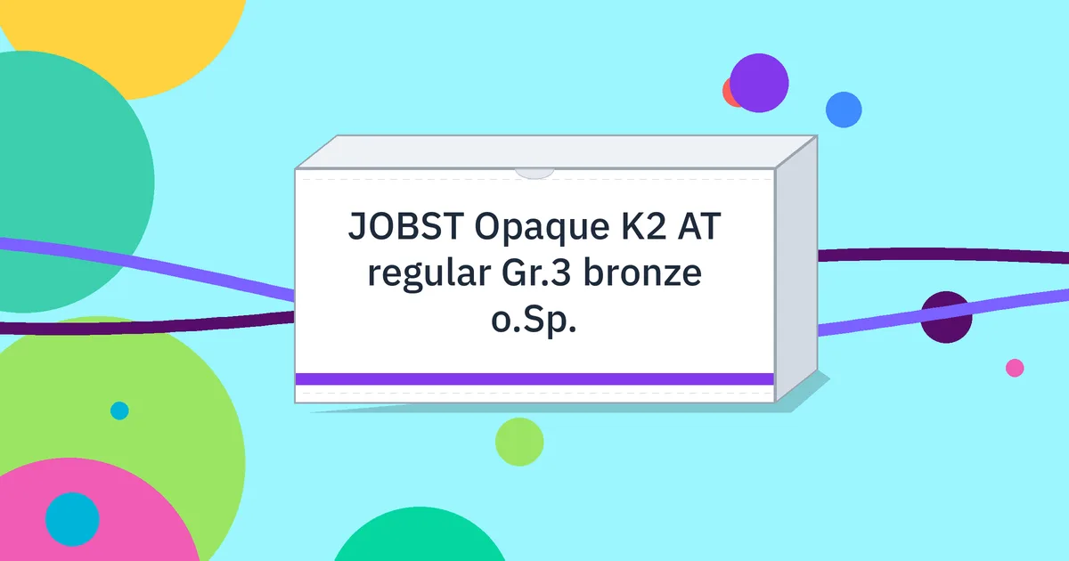 Symbolbild: Packung mit der Aufschrift JOBST Opaque K2 AT regular Gr.3 bronze o.Sp. (PZN 13122526) – Verfügbarkeit und Bezug in Apotheken in Frankfurt am Main