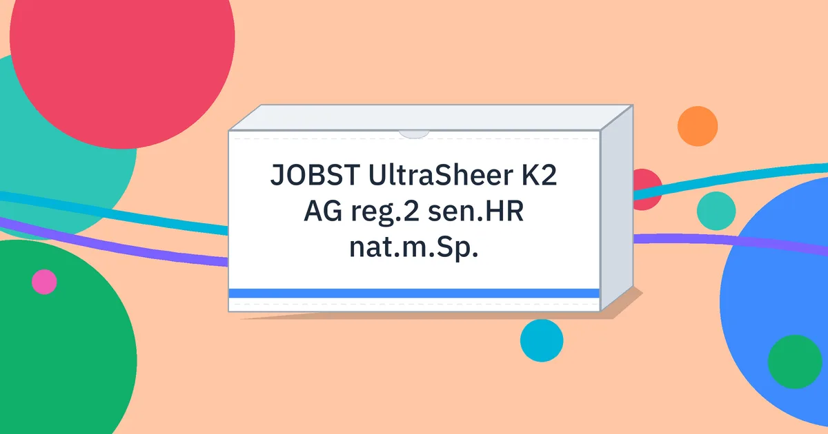 Symbolbild: Packung mit der Aufschrift JOBST UltraSheer K2 AG reg.2 sen.HR nat.m.Sp. (PZN 11262223) – Verfügbarkeit und Bezug in Apotheken in Frankfurt am Main
