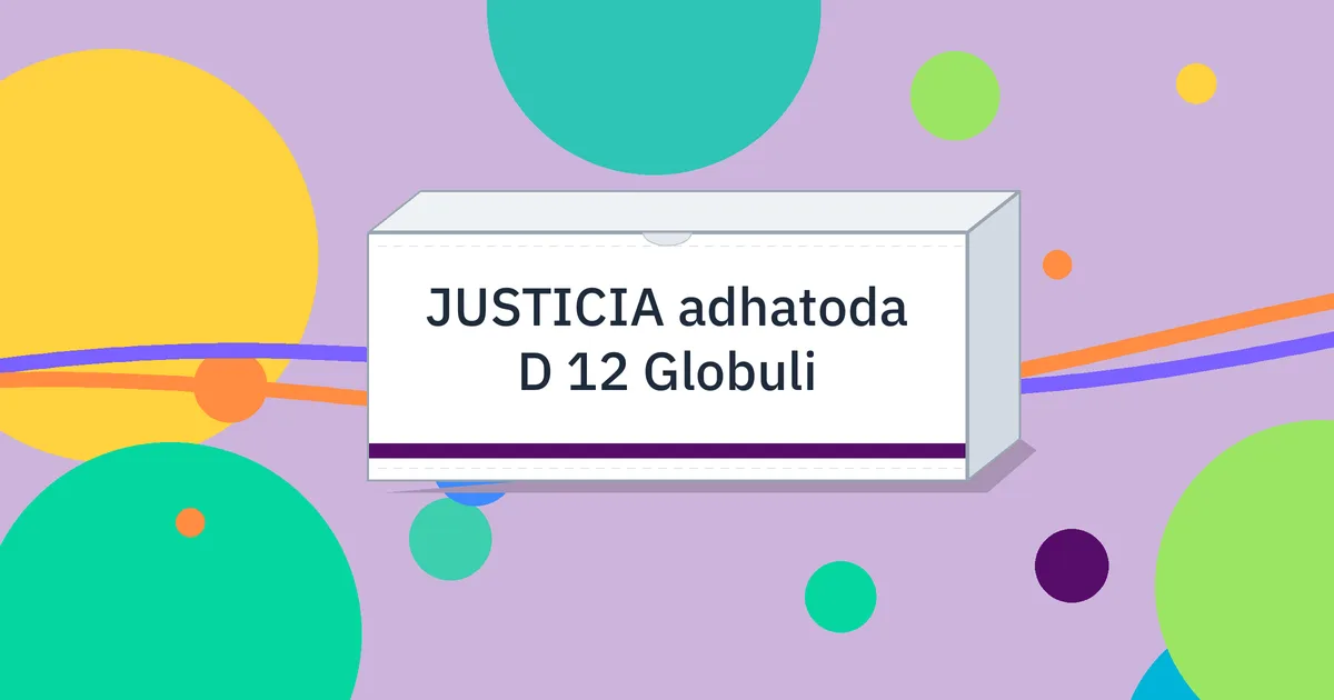 Symbolbild: Packung mit der Aufschrift JUSTICIA adhatoda D 12 Globuli (PZN 07247927) – Verfügbarkeit und Bezug in Apotheken in Frankfurt am Main