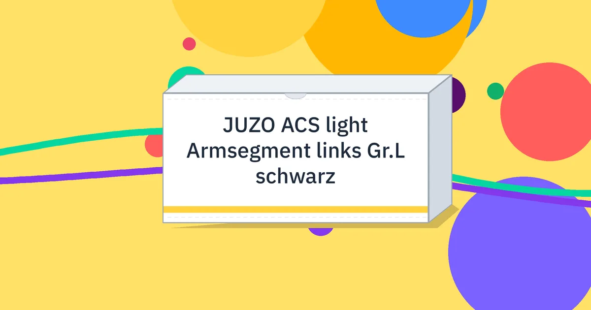 Symbolbild: Packung mit der Aufschrift JUZO ACS light Armsegment links Gr.L schwarz (PZN 13575481) – Verfügbarkeit und Bezug in Apotheken in Frankfurt am Main