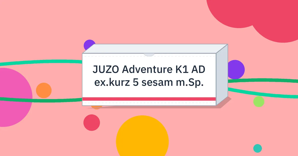 Symbolbild: Packung mit der Aufschrift JUZO Adventure K1 AD ex.kurz 5 sesam m.Sp. (PZN 16494079) – Verfügbarkeit und Bezug in Apotheken in Frankfurt am Main