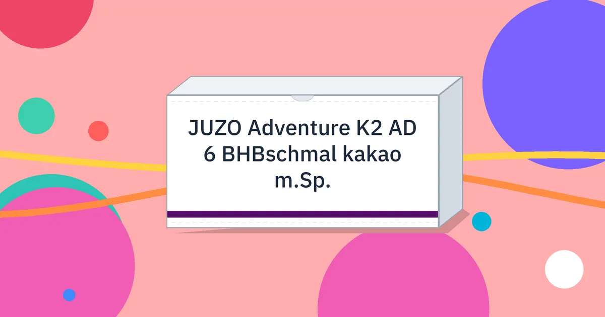 Symbolbild: Packung mit der Aufschrift JUZO Adventure K2 AD 6 BHBschmal kakao m.Sp. (PZN 15497294) – Verfügbarkeit und Bezug in Apotheken in Frankfurt am Main