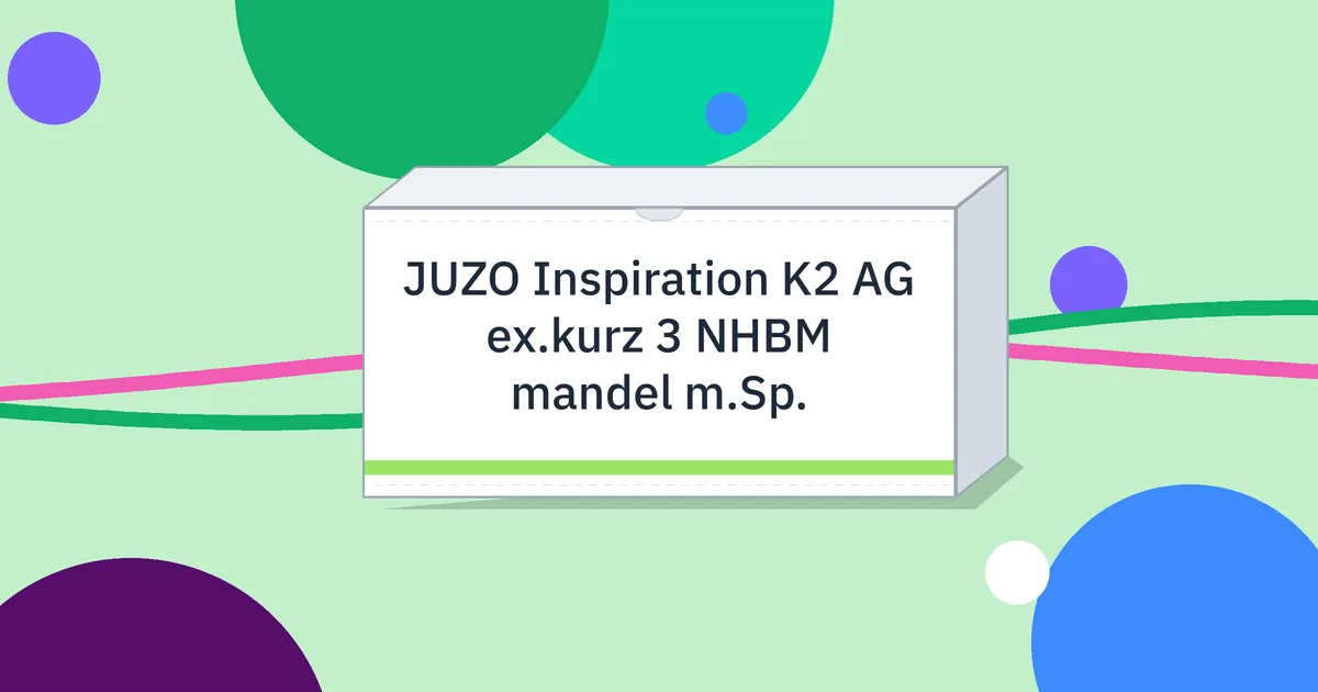 Symbolbild: Packung mit der Aufschrift JUZO Inspiration K2 AG ex.kurz 3 NHBM mandel m.Sp. (PZN 14924624) – Verfügbarkeit und Bezug in Apotheken in Frankfurt am Main