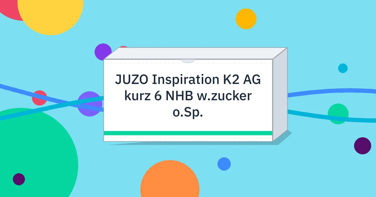 Symbolbild: Packung mit der Aufschrift JUZO Inspiration K2 AG kurz 6 NHB w.zucker o.Sp. (PZN 14950811) – Verfügbarkeit und Bezug in Apotheken in Frankfurt am Main
