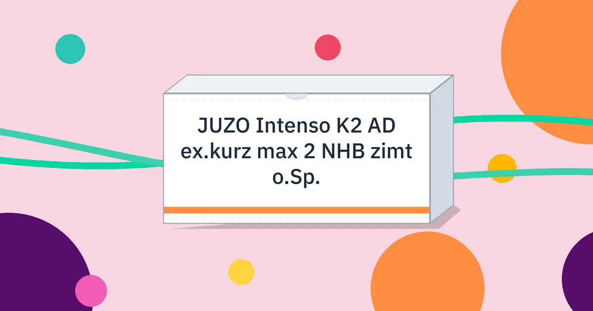 Symbolbild: Packung mit der Aufschrift JUZO Intenso K2 AD ex.kurz max 2 NHB zimt o.Sp. (PZN 18620861) – Verfügbarkeit und Bezug in Apotheken in Frankfurt am Main