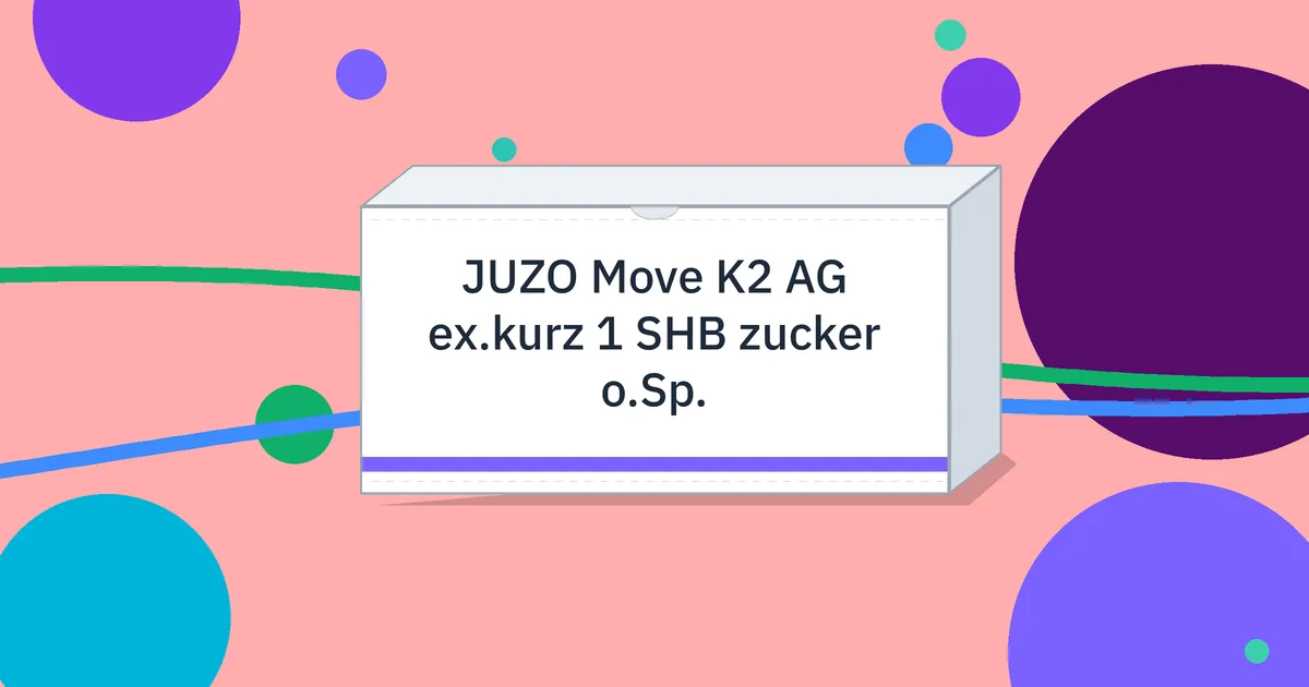 Symbolbild: Packung mit der Aufschrift JUZO Move K2 AG ex.kurz 1 SHB zucker o.Sp. (PZN 18533731) – Verfügbarkeit und Bezug in Apotheken in Frankfurt am Main