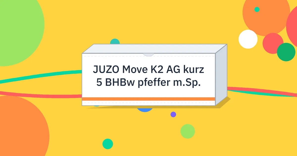 Symbolbild: Packung mit der Aufschrift JUZO Move K2 AG kurz 5 BHBw pfeffer m.Sp. (PZN 16645963) – Verfügbarkeit und Bezug in Apotheken in Frankfurt am Main