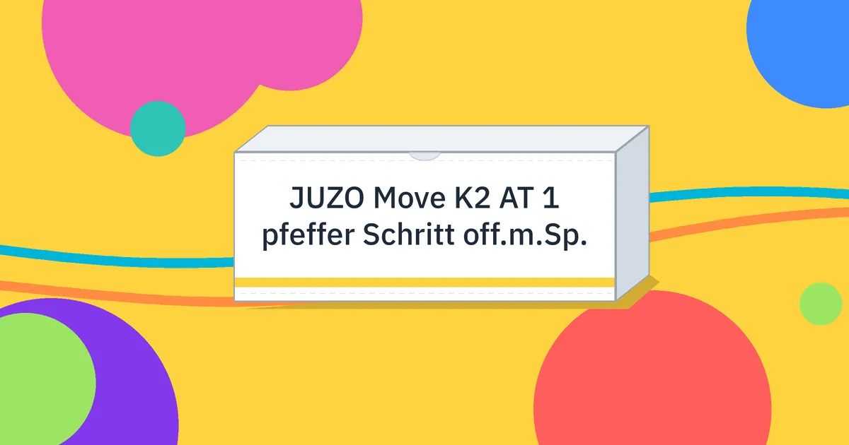 Symbolbild: Packung mit der Aufschrift JUZO Move K2 AT 1 pfeffer Schritt off.m.Sp. (PZN 20668042) – Verfügbarkeit und Bezug in Apotheken in Frankfurt am Main
