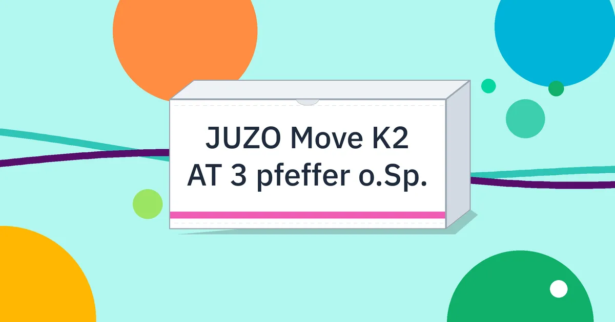 Symbolbild: Packung mit der Aufschrift JUZO Move K2 AT 3 pfeffer o.Sp. (PZN 20669030) – Verfügbarkeit und Bezug in Apotheken in Frankfurt am Main