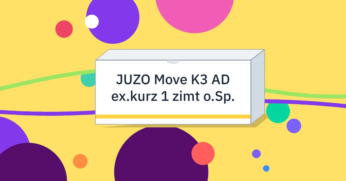 Symbolbild: Packung mit der Aufschrift JUZO Move K3 AD ex.kurz 1 zimt o.Sp. (PZN 18569887) – Verfügbarkeit und Bezug in Apotheken in Frankfurt am Main