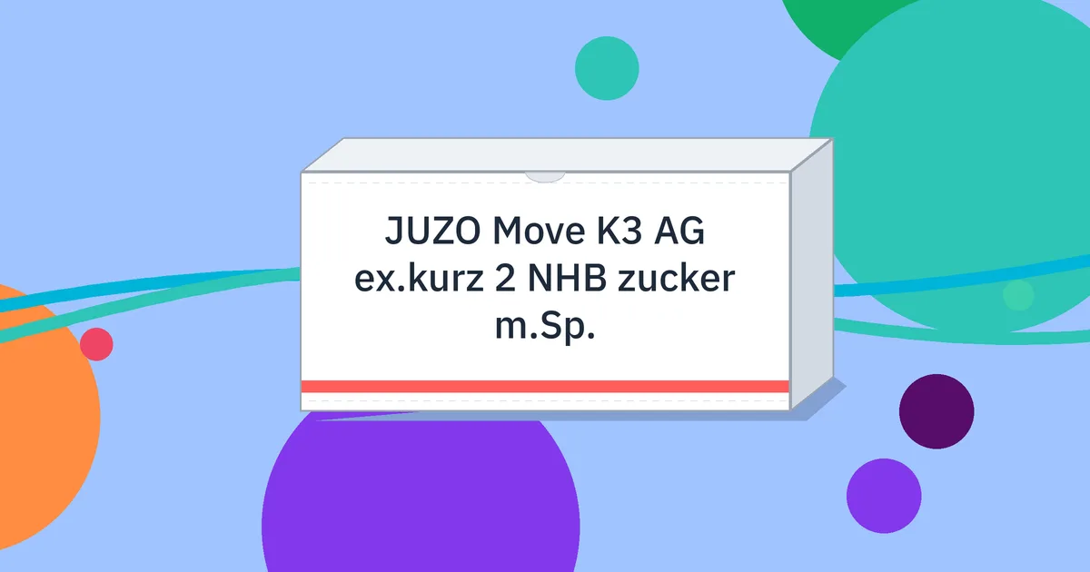 Symbolbild: Packung mit der Aufschrift JUZO Move K3 AG ex.kurz 2 NHB zucker m.Sp. (PZN 18582988) – Verfügbarkeit und Bezug in Apotheken in Frankfurt am Main
