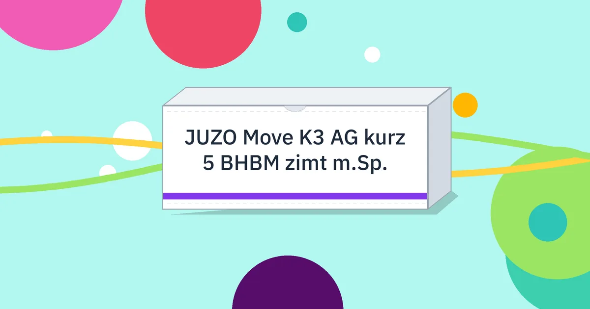 Symbolbild: Packung mit der Aufschrift JUZO Move K3 AG kurz 5 BHBM zimt m.Sp. (PZN 18580038) – Verfügbarkeit und Bezug in Apotheken in Frankfurt am Main