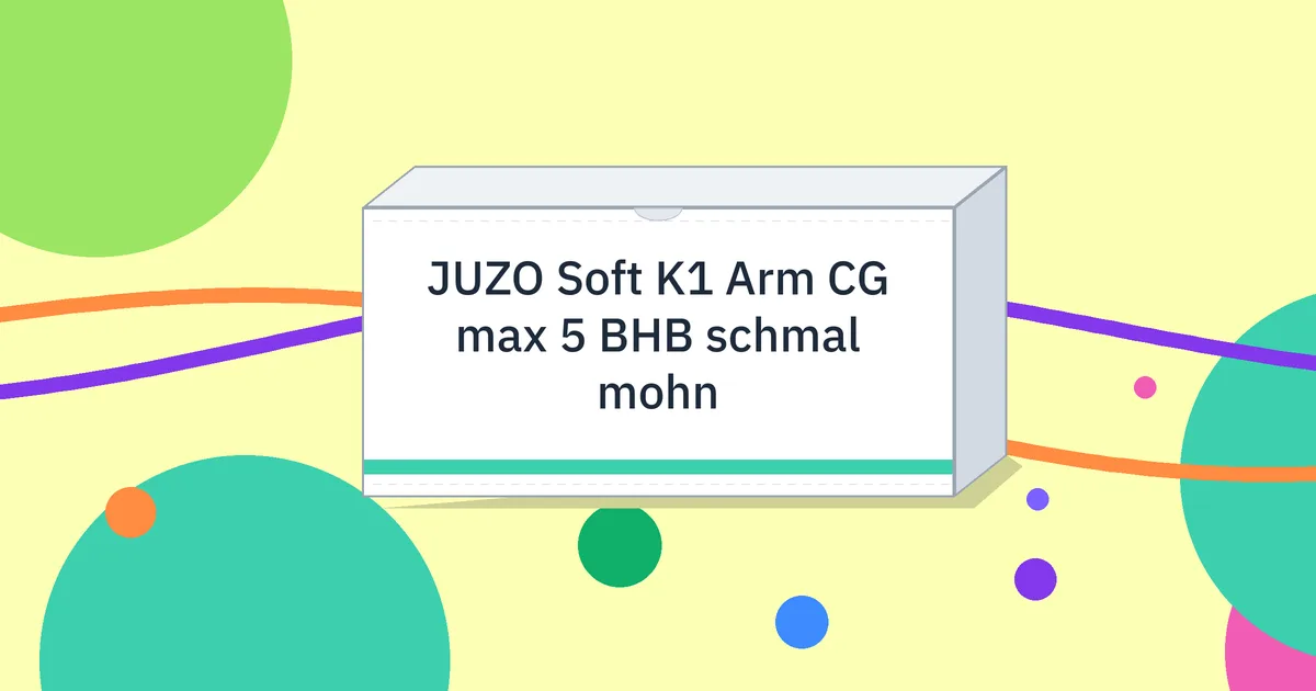 Symbolbild: Packung mit der Aufschrift JUZO Soft K1 Arm CG max 5 BHB schmal mohn (PZN 15509873) – Verfügbarkeit und Bezug in Apotheken in Frankfurt am Main