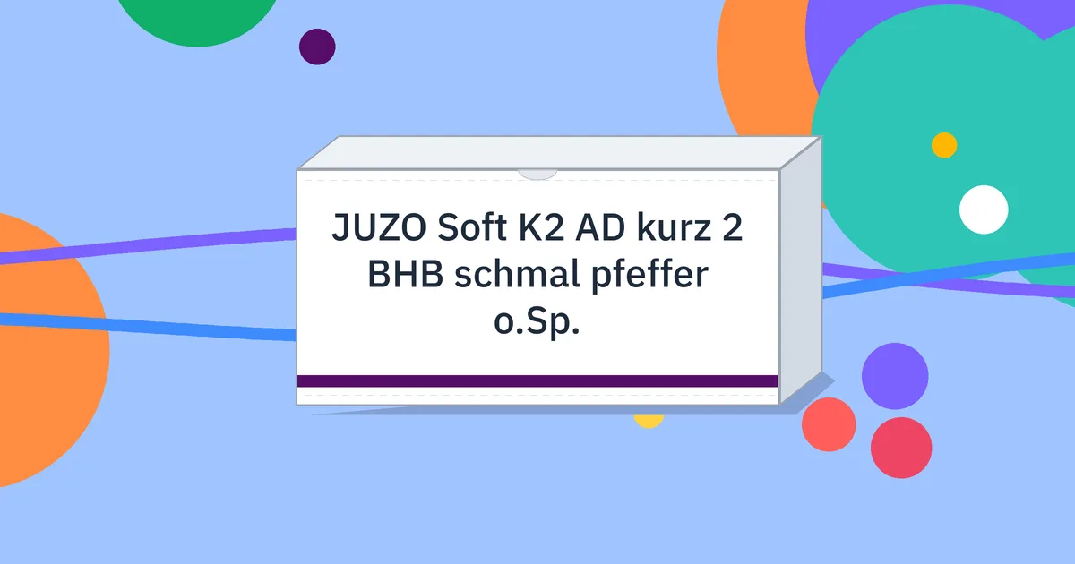 Symbolbild: Packung mit der Aufschrift JUZO Soft K2 AD kurz 2 BHB schmal pfeffer o.Sp. (PZN 15467502) – Verfügbarkeit und Bezug in Apotheken in Frankfurt am Main