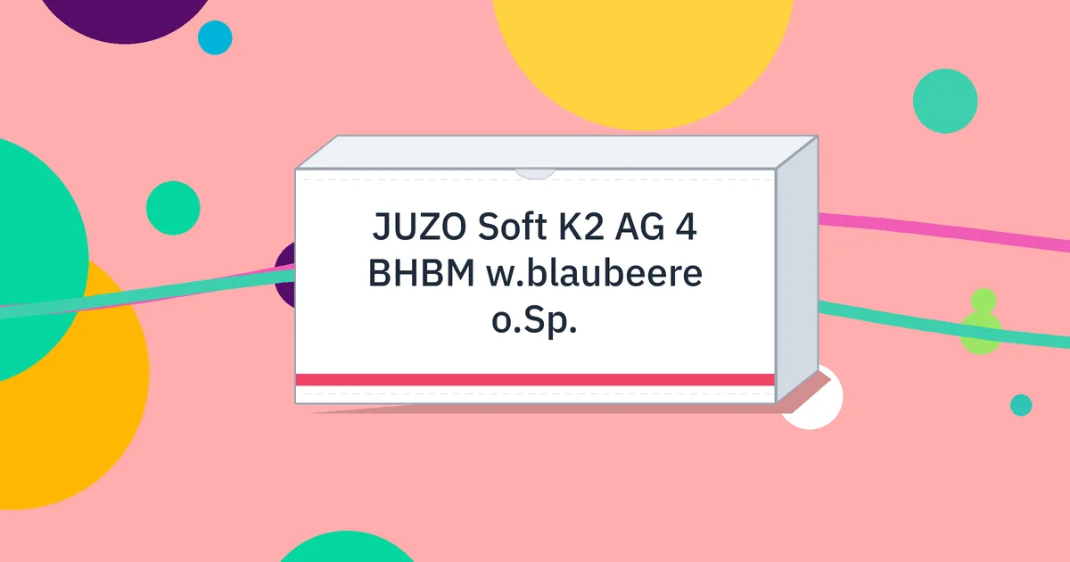 Symbolbild: Packung mit der Aufschrift JUZO Soft K2 AG 4 BHBM w.blaubeere o.Sp. (PZN 14868937) – Verfügbarkeit und Bezug in Apotheken in Frankfurt am Main