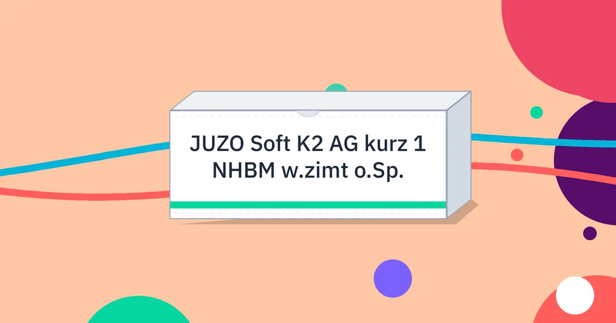 Symbolbild: Packung mit der Aufschrift JUZO Soft K2 AG kurz 1 NHBM w.zimt o.Sp. (PZN 14998031) – Verfügbarkeit und Bezug in Apotheken in Frankfurt am Main