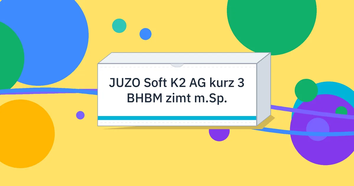 Symbolbild: Packung mit der Aufschrift JUZO Soft K2 AG kurz 3 BHBM zimt m.Sp. (PZN 14859476) – Verfügbarkeit und Bezug in Apotheken in Frankfurt am Main