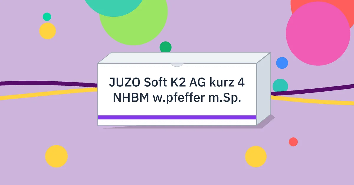 Symbolbild: Packung mit der Aufschrift JUZO Soft K2 AG kurz 4 NHBM w.pfeffer m.Sp. (PZN 15020557) – Verfügbarkeit und Bezug in Apotheken in Frankfurt am Main