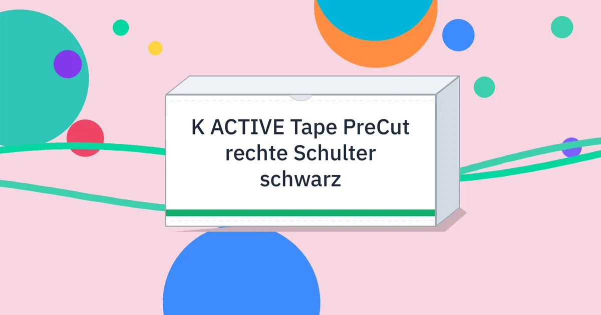 Symbolbild: Packung mit der Aufschrift K ACTIVE Tape PreCut rechte Schulter schwarz (PZN 06936719) – Verfügbarkeit und Bezug in Apotheken in Frankfurt am Main
