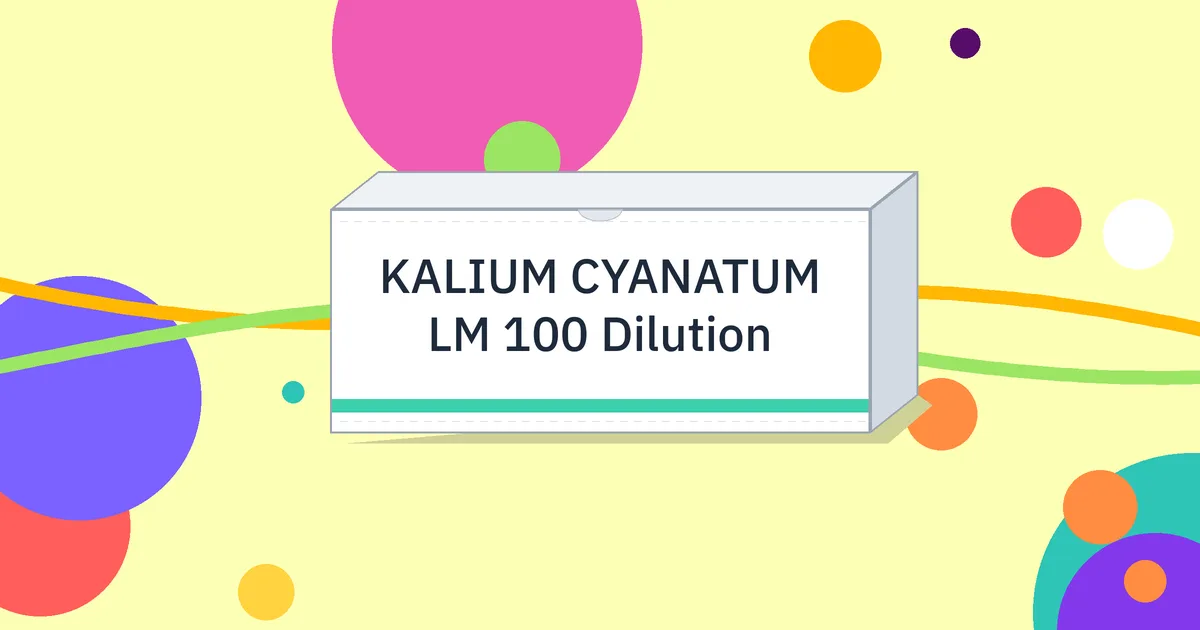 Symbolbild: Packung mit der Aufschrift KALIUM CYANATUM LM 100 Dilution (PZN 12920881) – Verfügbarkeit und Bezug in Apotheken in Frankfurt am Main