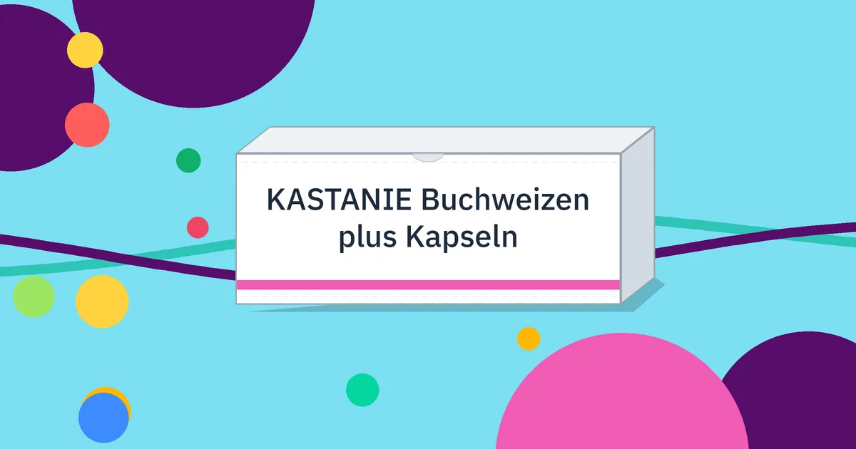 Symbolbild: Packung mit der Aufschrift KASTANIE Buchweizen plus Kapseln (PZN 09279624) – Verfügbarkeit und Bezug in Apotheken in Frankfurt am Main