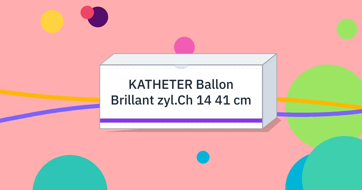 Symbolbild: Packung mit der Aufschrift KATHETER Ballon Brillant zyl.Ch 14 41 cm (PZN 05140935) – Verfügbarkeit und Bezug in Apotheken in Frankfurt am Main