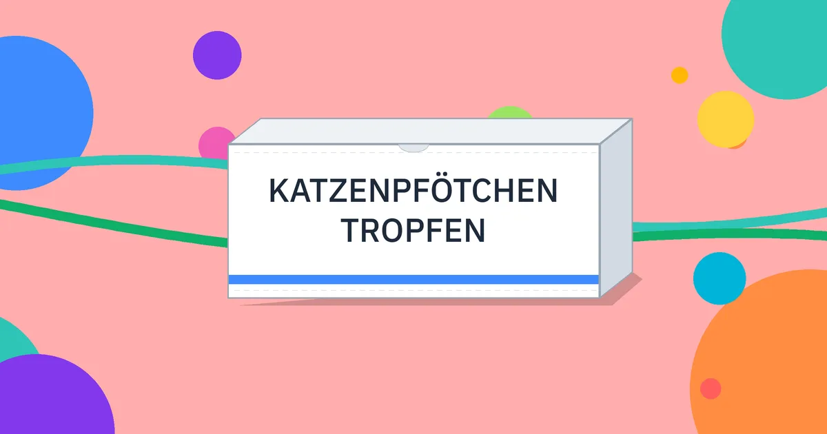 Symbolbild: Packung mit der Aufschrift KATZENPFÖTCHEN TROPFEN (PZN 14127655) – Verfügbarkeit und Bezug in Apotheken in Frankfurt am Main