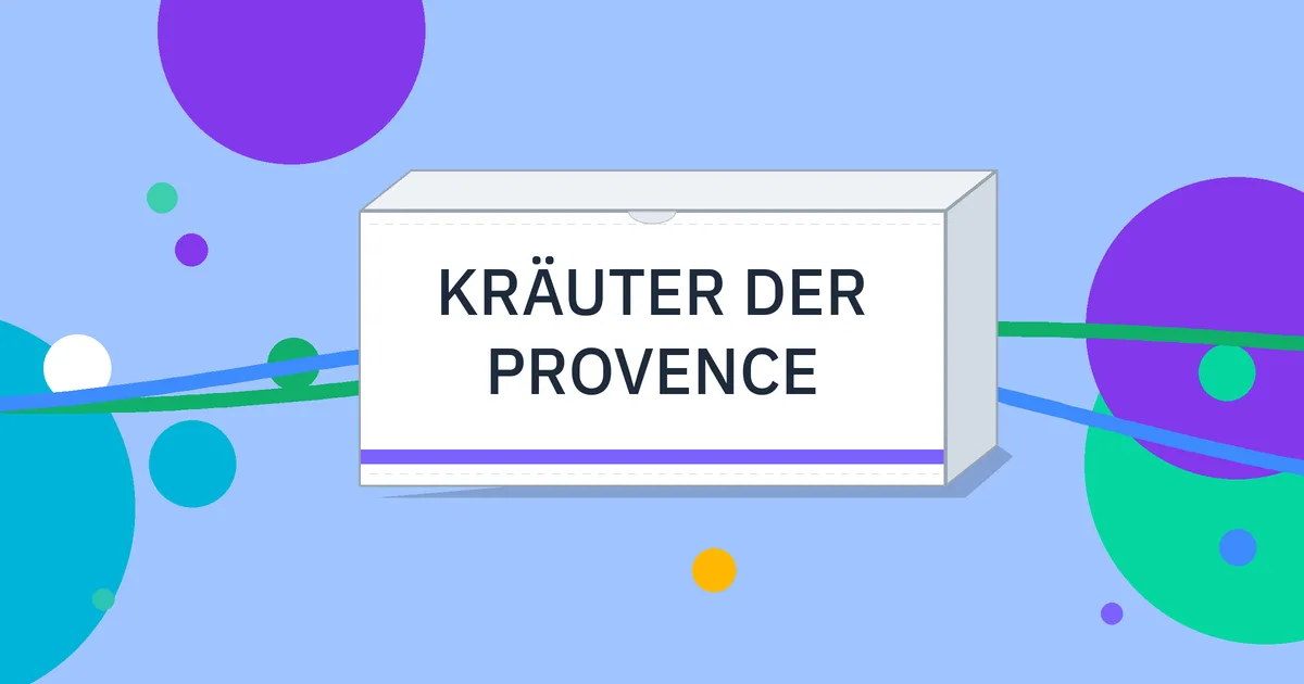 Symbolbild: Packung mit der Aufschrift KRÄUTER DER PROVENCE (PZN 07089687) – Verfügbarkeit und Bezug in Apotheken in Frankfurt am Main
