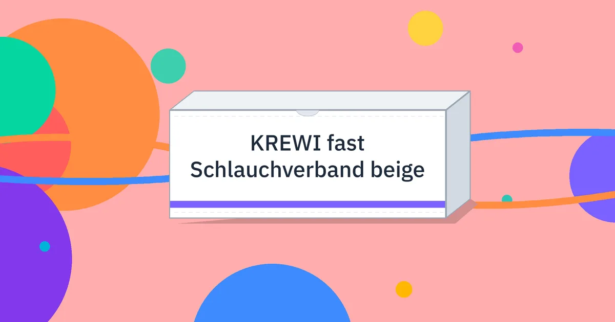 Symbolbild: Packung mit der Aufschrift KREWI fast Schlauchverband beige (PZN 06711096) – Verfügbarkeit und Bezug in Apotheken in Frankfurt am Main