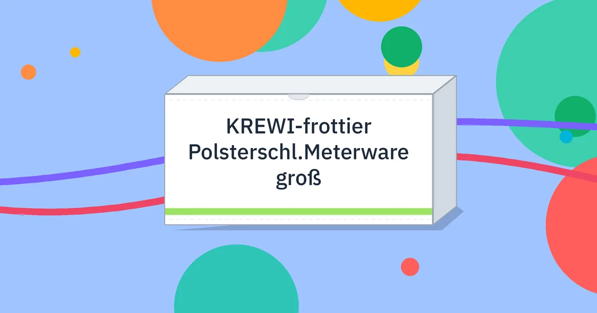 Symbolbild: Packung mit der Aufschrift KREWI-frottier Polsterschl.Meterware groß (PZN 06710145) – Verfügbarkeit und Bezug in Apotheken in Frankfurt am Main