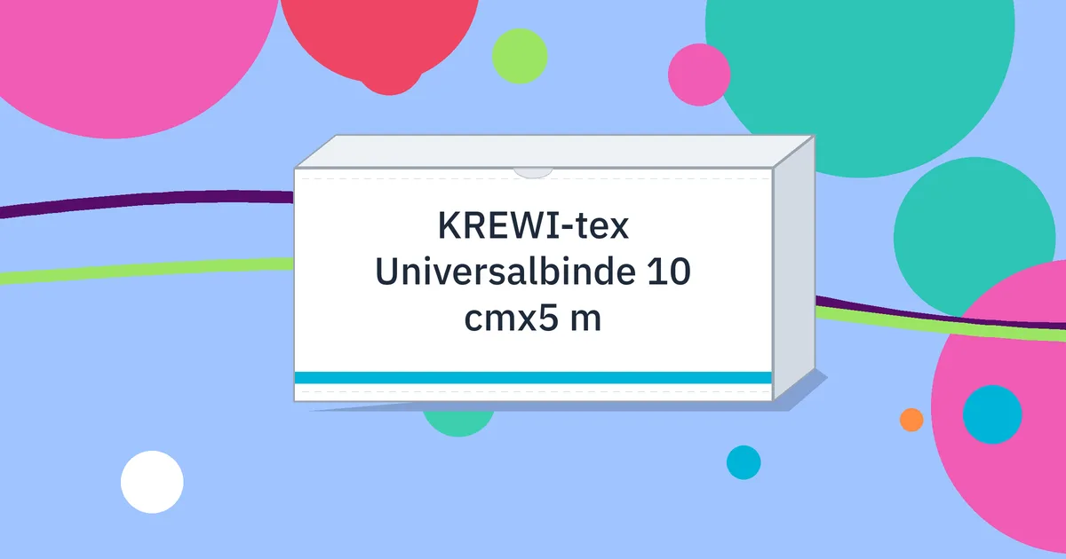 Symbolbild: Packung mit der Aufschrift KREWI-tex Universalbinde 10 cmx5 m (PZN 17301898) – Verfügbarkeit und Bezug in Apotheken in Frankfurt am Main