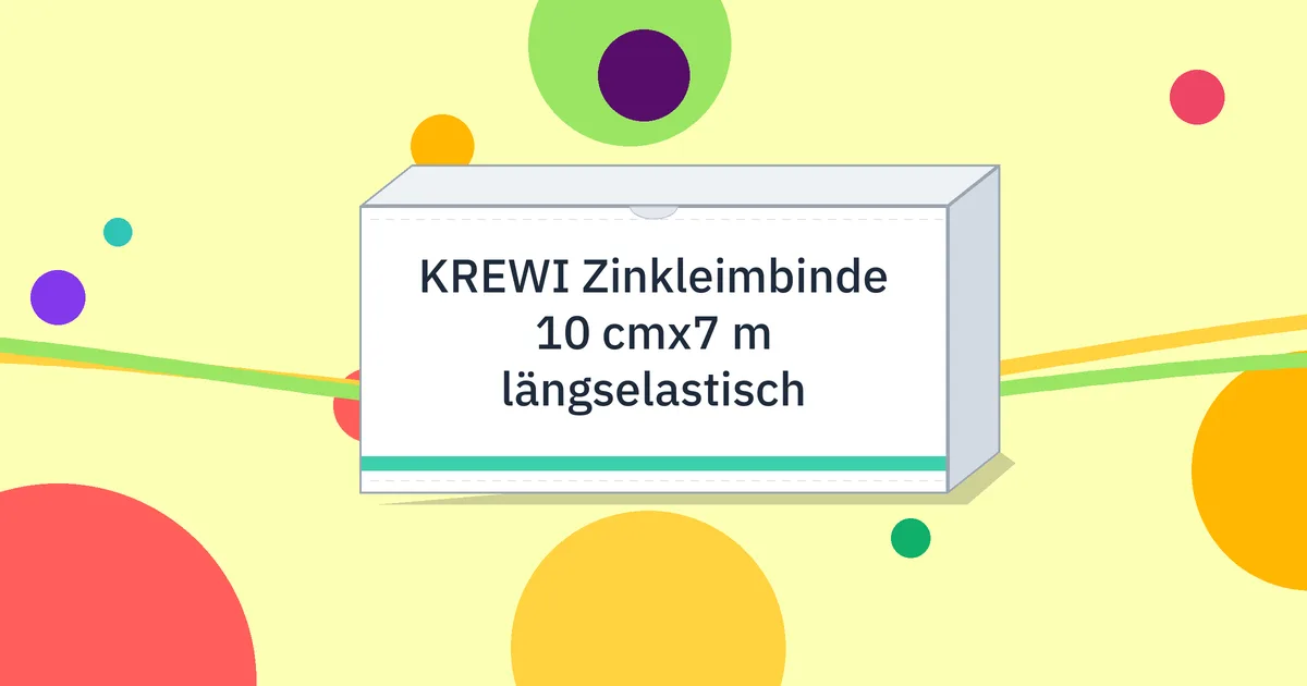 Symbolbild: Packung mit der Aufschrift KREWI Zinkleimbinde 10 cmx7 m längselastisch (PZN 17301958) – Verfügbarkeit und Bezug in Apotheken in Frankfurt am Main