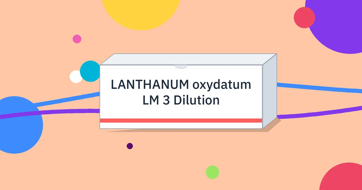 Symbolbild: Packung mit der Aufschrift LANTHANUM oxydatum LM 3 Dilution (PZN 13522088) – Verfügbarkeit und Bezug in Apotheken in Frankfurt am Main