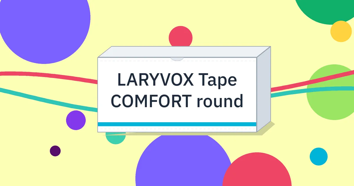 Symbolbild: Packung mit der Aufschrift LARYVOX Tape COMFORT round (PZN 03892861) – Verfügbarkeit und Bezug in Apotheken in Frankfurt am Main