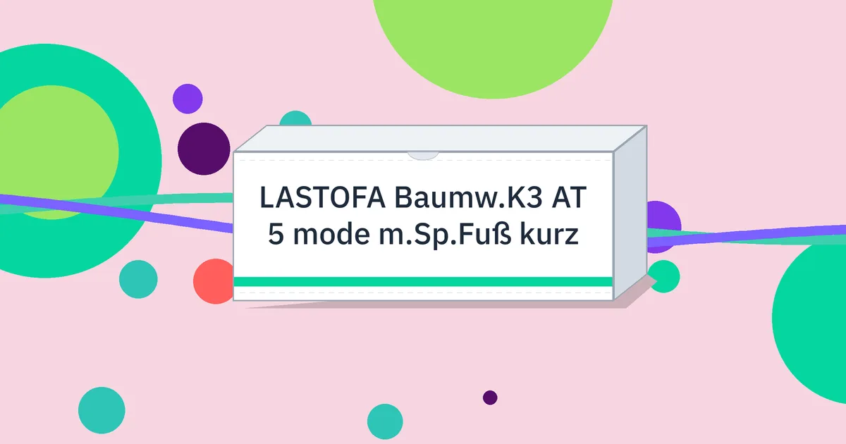 Symbolbild: Packung mit der Aufschrift LASTOFA Baumw.K3 AT 5 mode m.Sp.Fuß kurz (PZN 01958030) – Verfügbarkeit und Bezug in Apotheken in Frankfurt am Main
