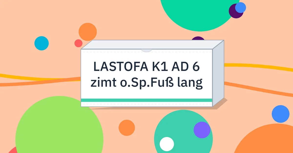 Symbolbild: Packung mit der Aufschrift LASTOFA K1 AD 6 zimt o.Sp.Fuß lang (PZN 14146865) – Verfügbarkeit und Bezug in Apotheken in Frankfurt am Main