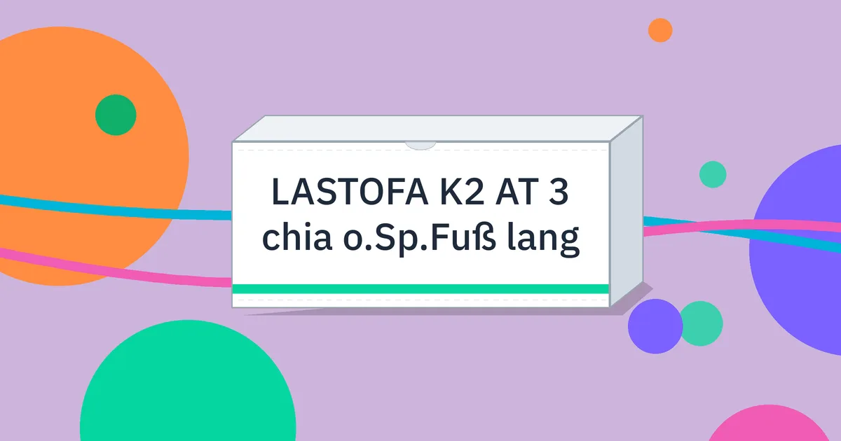 Symbolbild: Packung mit der Aufschrift LASTOFA K2 AT 3 chia o.Sp.Fuß lang (PZN 14151547) – Verfügbarkeit und Bezug in Apotheken in Frankfurt am Main