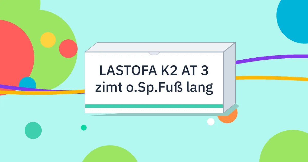 Symbolbild: Packung mit der Aufschrift LASTOFA K2 AT 3 zimt o.Sp.Fuß lang (PZN 14151582) – Verfügbarkeit und Bezug in Apotheken in Frankfurt am Main