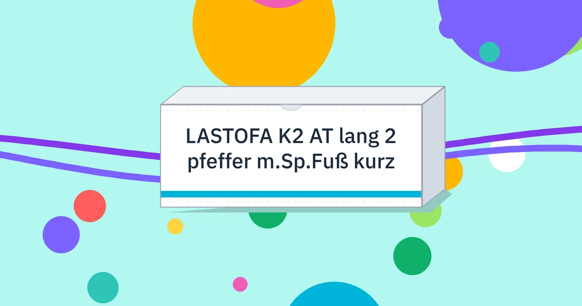 Symbolbild: Packung mit der Aufschrift LASTOFA K2 AT lang 2 pfeffer m.Sp.Fuß kurz (PZN 13808809) – Verfügbarkeit und Bezug in Apotheken in Frankfurt am Main