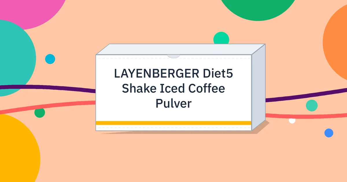 Symbolbild: Packung mit der Aufschrift LAYENBERGER Diet5 Shake Iced Coffee Pulver (PZN 18270935) – Verfügbarkeit und Bezug in Apotheken in Frankfurt am Main