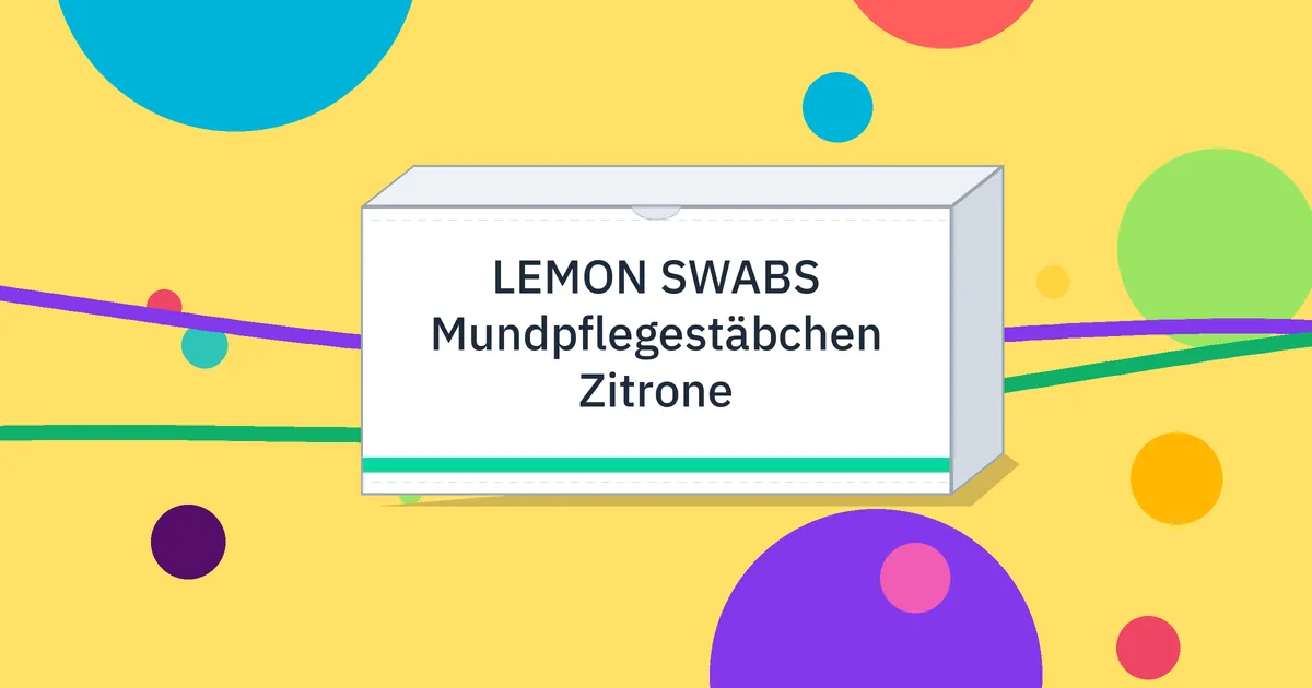 Symbolbild: Packung mit der Aufschrift LEMON SWABS Mundpflegestäbchen Zitrone (PZN 18878803) – Verfügbarkeit und Bezug in Apotheken in Frankfurt am Main