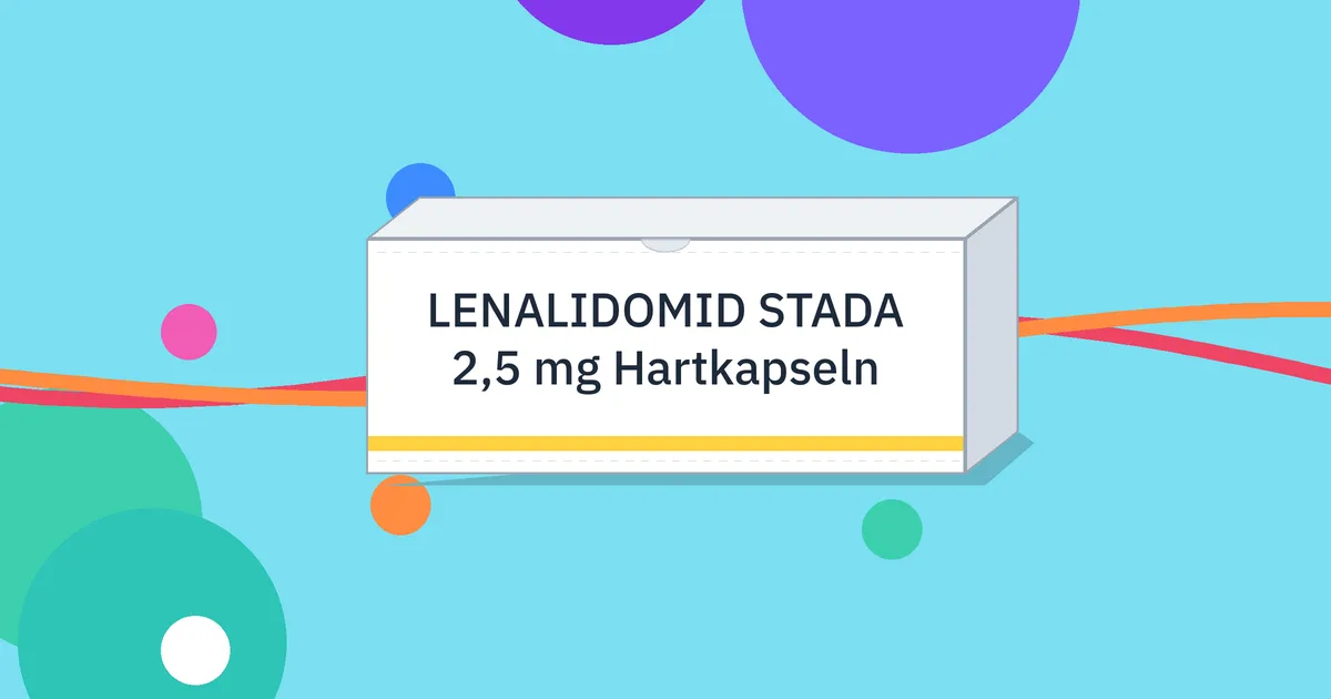 Symbolbild: Packung mit der Aufschrift LENALIDOMID STADA 2,5 mg Hartkapseln (PZN 17168152) – Verfügbarkeit und Bezug in Apotheken in Frankfurt am Main