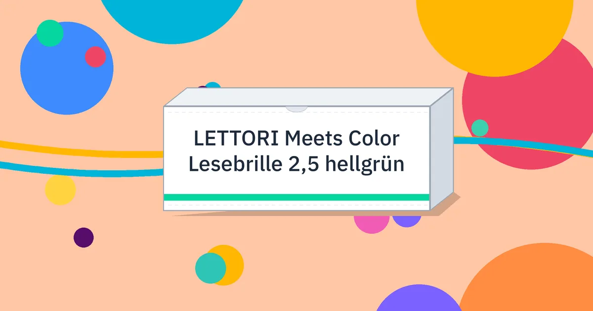 Symbolbild: Packung mit der Aufschrift LETTORI Meets Color Lesebrille 2,5 hellgrün (PZN 11057339) – Verfügbarkeit und Bezug in Apotheken in Frankfurt am Main