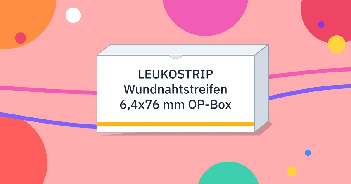 Symbolbild: Packung mit der Aufschrift LEUKOSTRIP Wundnahtstreifen 6,4x76 mm OP-Box (PZN 06998695) – Verfügbarkeit und Bezug in Apotheken in Frankfurt am Main