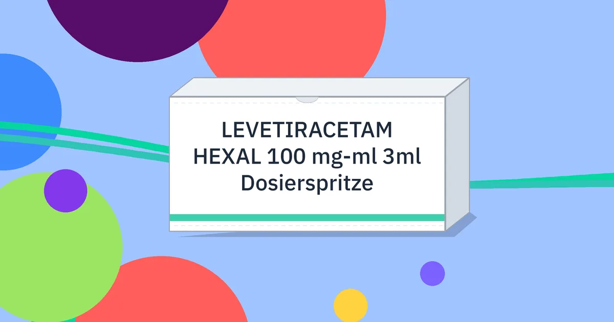 Symbolbild: Packung mit der Aufschrift LEVETIRACETAM HEXAL 100 mg-ml 3ml Dosierspritze (PZN 09338976) – Verfügbarkeit und Bezug in Apotheken in Frankfurt am Main