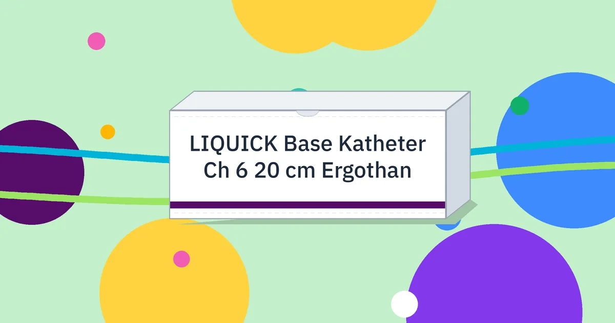 Symbolbild: Packung mit der Aufschrift LIQUICK Base Katheter Ch 6 20 cm Ergothan (PZN 03337763) – Verfügbarkeit und Bezug in Apotheken in Frankfurt am Main