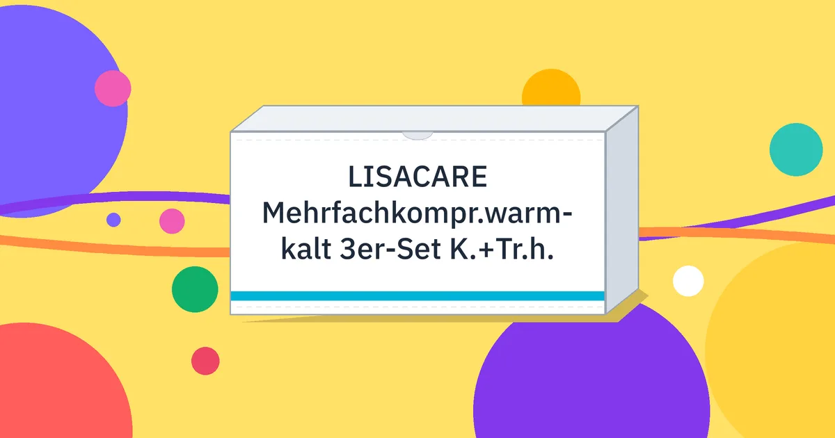 Symbolbild: Packung mit der Aufschrift LISACARE Mehrfachkompr.warm-kalt 3er-Set K.+Tr.h. (PZN 19821923) – Verfügbarkeit und Bezug in Apotheken in Frankfurt am Main