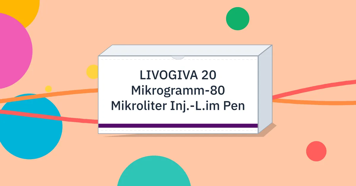Symbolbild: Packung mit der Aufschrift LIVOGIVA 20 Mikrogramm-80 Mikroliter Inj.-L.im Pen (PZN 16222719) – Verfügbarkeit und Bezug in Apotheken in Frankfurt am Main