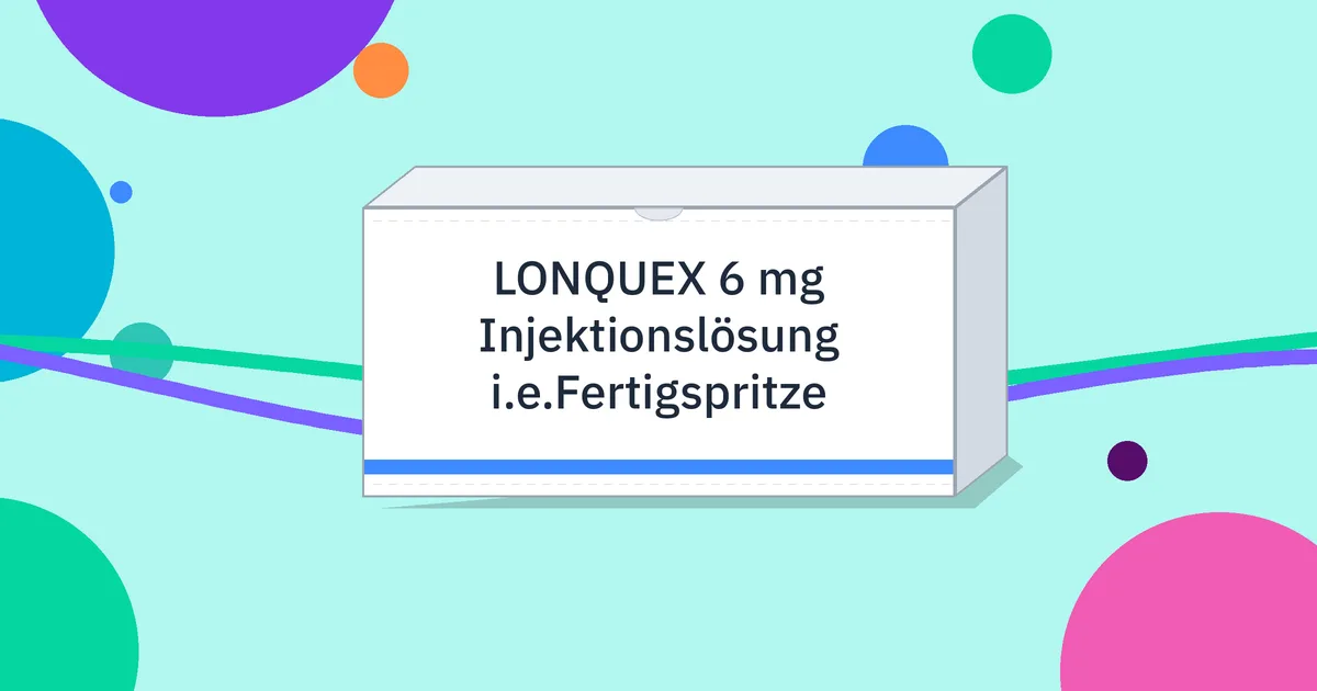 Symbolbild: Packung mit der Aufschrift LONQUEX 6 mg Injektionslösung i.e.Fertigspritze (PZN 10536799) – Verfügbarkeit und Bezug in Apotheken in Frankfurt am Main